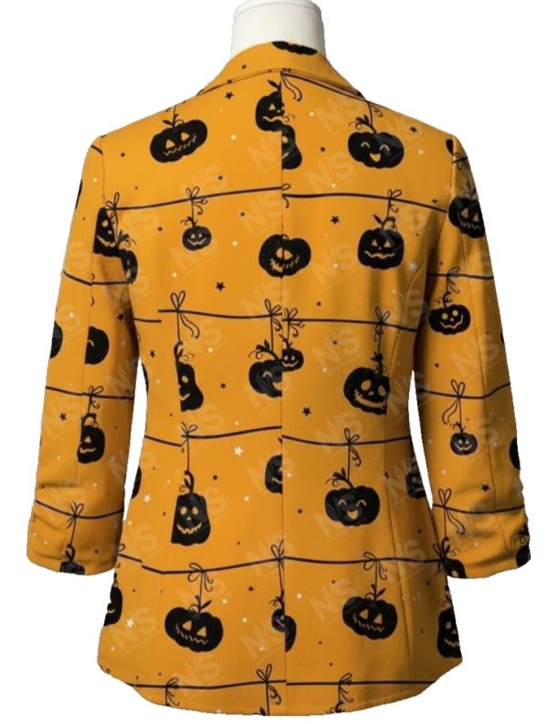 Women’s Halloween Pumpkin Printed Party Blazer